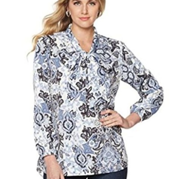 Diane Gilman | Tops | Diane Gilman Dg2 Paisley Necktie Blouse 52870 ...